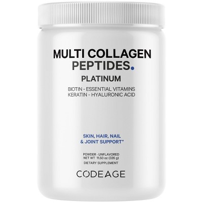 Codeage Platinum Multi Collagen Peptides Powder, Biotin, Vitamin C, Keratin, Hydrolyzed Collagen ...