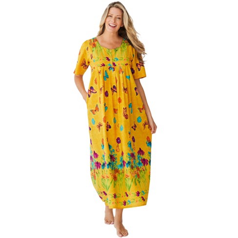 Only Necessities Women's Plus Size Bib Front Lounger - 1x, Yellow ...