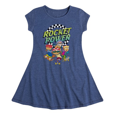 Rocket Power Finish Line Fit & Flair Cap Sleeve Dress - Heather Navy ...