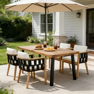 Christopher Knight Home Sanjay Modern 5 Piece Acacia Wood Patio Dining ...