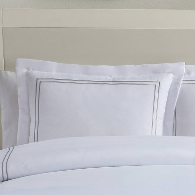 2pk Microfiber Baratta Embroidery Stitched Sham - Luxury Hotel : Target