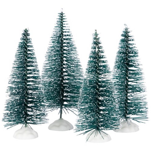 Northlight Frosted Mini Bottle Brush Pine Christmas Village Trees - 3 ...