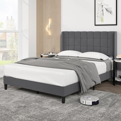 Whizmax Upholstered Platform Bed Frame With Headboard - Sturdy Metal ...