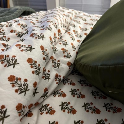 Queen 250 Thread Count Organic Percale Sheet Set Blue Floral ...