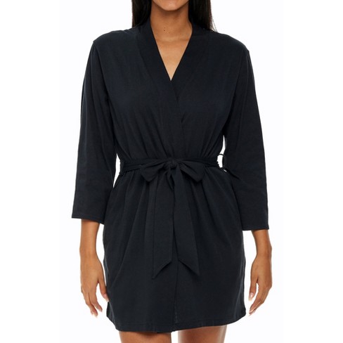 Adr Women's Soft Cotton Knit Jersey Lounge Robe With Pockets, Short ...