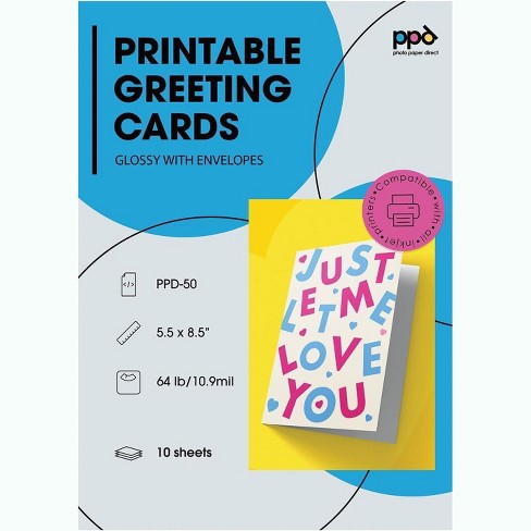 Ppd Inkjet Glossy Printable Greeting Cards 5.5 X 8.5" 64lbs. 240gsm 10 ...
