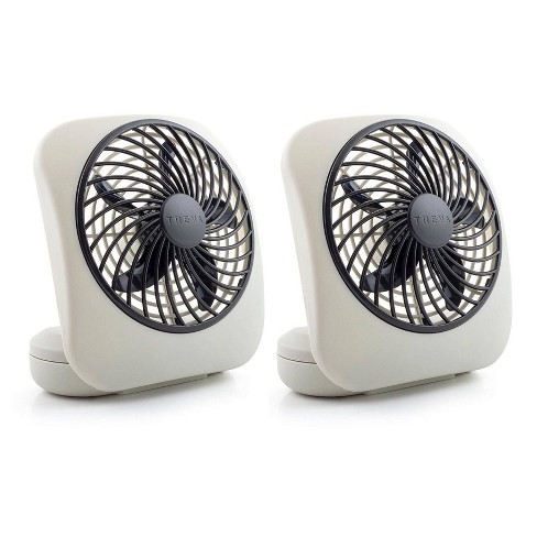 Treva 2pk 5" Battery Powered Portable Desk Fan White: Small Desk Fans ...