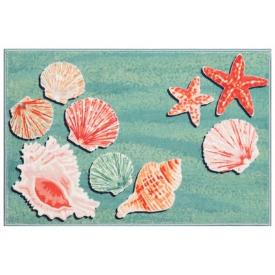 Lush Decor Shellebration Indoor Mat Aqua : Target