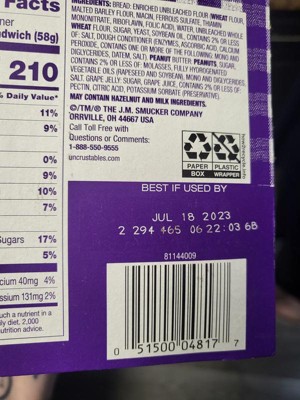 Smucker's Uncrustables Frozen Peanut Butter & Grape Jelly Sandwich ...