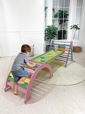 Costway 5 In 1 Toddler Playing Set Kids Climbing Triangle & Cube Play ...