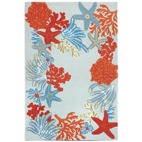 Liora Manne Ravella Ocean Scene Indoor/outdoor Rug Aqua 7'6" X 9'6 ...