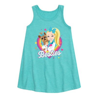 Jojo Siwa Besties Graphic Sleeveless Aline Dress - Turquoise - 3t : Target