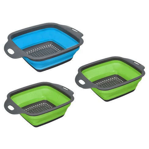 Unique Bargains Collapsible Colander Set Silicone Square Foldable ...