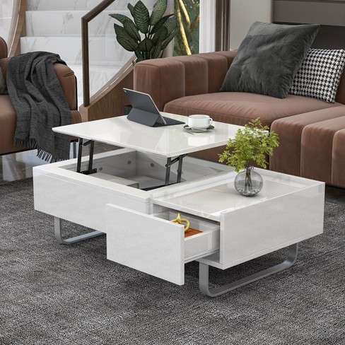 Lovmor Multi-functional High-gloss Surface Coffee Table With Lifted ...