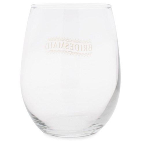 Elanze Designs Bridesmaid Triangle Border 14 Ounce Gold Stemless Wine ...