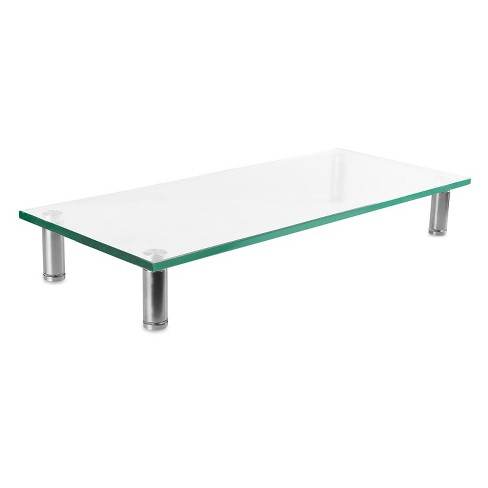 Mount-it! Clear Glass Monitor Stand Computer Desktop Riser, Tempered ...