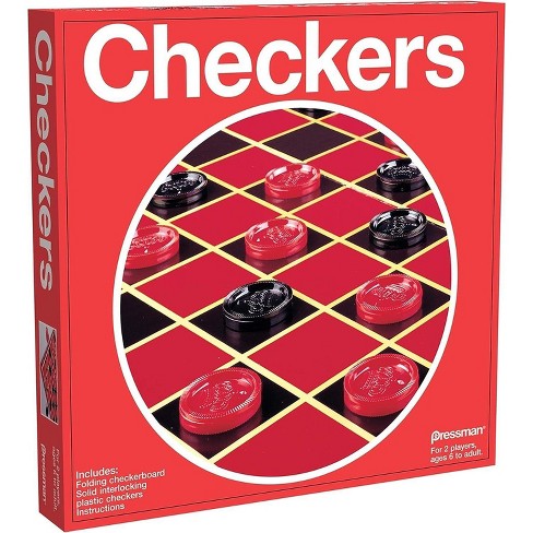 Pressman Checkers Classic Game With Folding Board And Interlocking ...