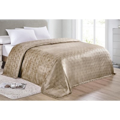 Amrani Bedcover Embossed Blanket Soft Premium Microplush Taupe by ...