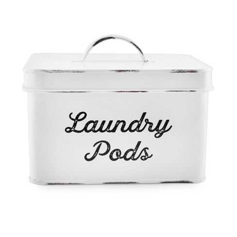 Auldhome Design White Enamelware Laundry Pod Holder, Modern Farmhouse ...