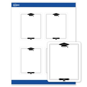Avery® Matte 4" x 3-1/3" Labels, Silver & Black Grad Cap, 80ct : Target