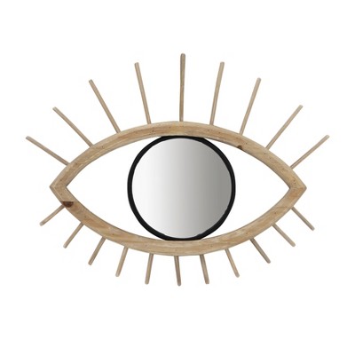 Sagebrook Home 31" Rattan Mirror Wall Decor Natural: Hand-painted ...