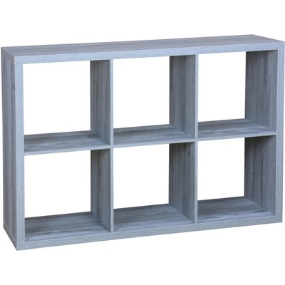Home Basics 6 Open Cube Organizing Wood Storage Shelf, Grey : Target