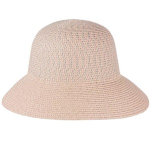 Magid Metallic Two Tone Straw Bucket Hat Blush : Target