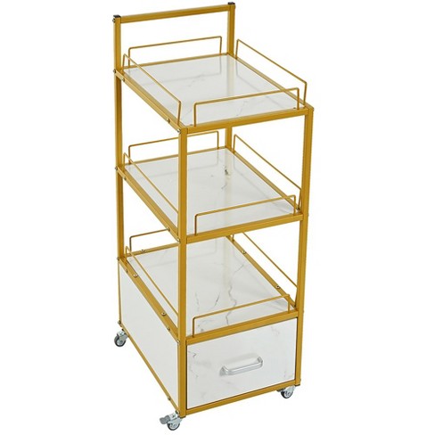 Beauty Salon Storage Trolley Cart With Lockable Rolling Wheels, Metal ...