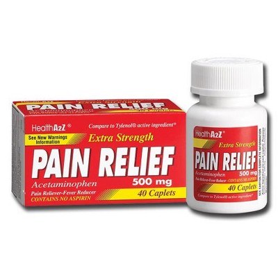 HealthA2Z Extra Strength Pain Relief Acetaminophen 500 mg Caplets, 40 ...