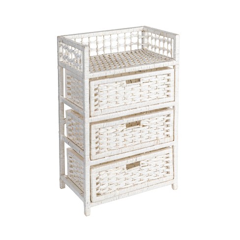Household Essentials 3-drawer Dresser With Top Shelf And Cutout Handles ...