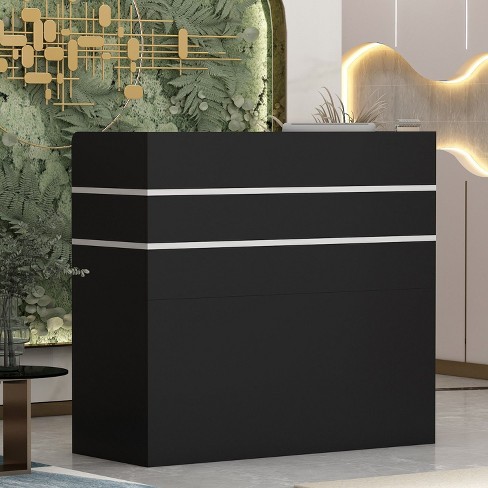 Famapy L-shaped Reception Desk Multifunctional Welcome Desk Workstation ...