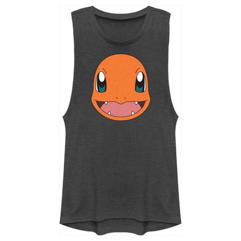Juniors Womens Pokemon Charmander Smile Festival Muscle Tee - Charcoal ...