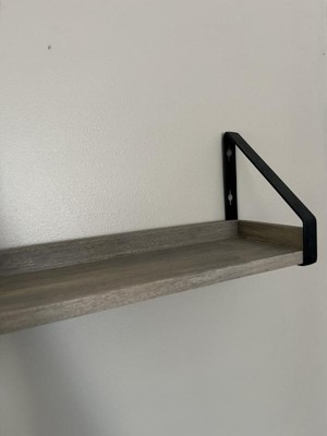 48" Solid Wood Ledge Wall Shelf With Rustic Metal Bracket Walnut ...