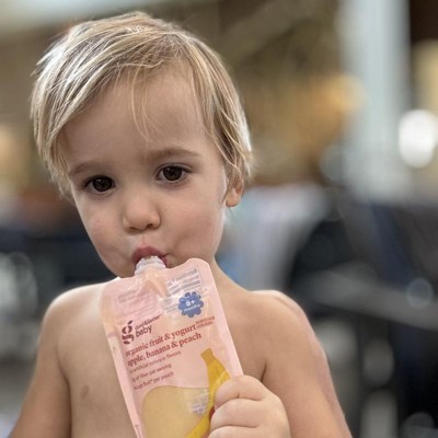Organic Apple Banana Peach Yogurt Baby Food Pouch - 4oz - Good & Gather ...