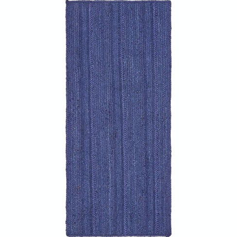 Unique Loom 2'6"x6' Braided Jute Dhaka Navy Blue Indoor Area Rug : Target