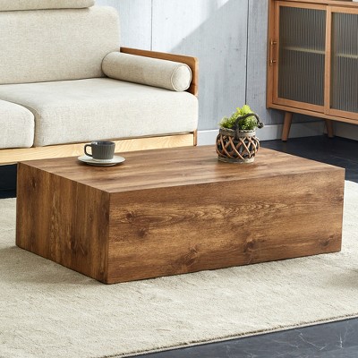 Xiyuyeu 39.3 Inch Rectangle Coffee Table With Wood Texture Pattern ...