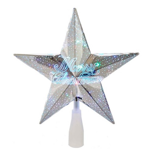 Kurt Adler 10-inch 18-light Merry Christmas Silver Star Tree Topper ...