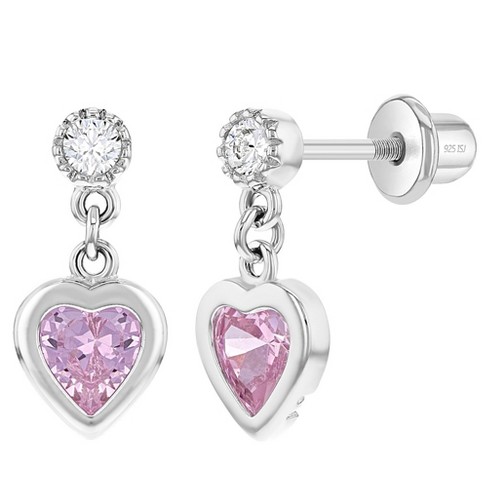 Girls' My First Dangle Hearts Screw Back Sterling Silver Earrings - In ...