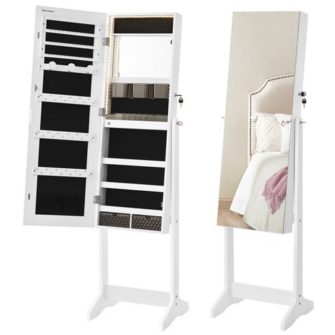 Songmics Mirror Jewelry Cabinet Standing Armoire Organizer Jewelry ...