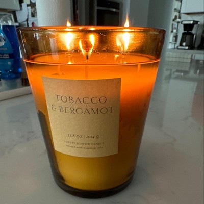 12oz Colored Vase Glass With Dustcover Tobacco And Bergamot Candle ...