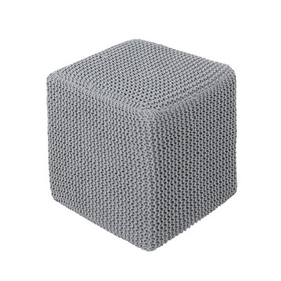 Tessie Knitted Foot Stool Light Gray - Christopher Knight Home: Modern ...
