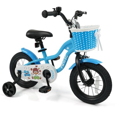 Costway 12” Kids Bike with Training Wheels, Basket, Hand & Coaster ...