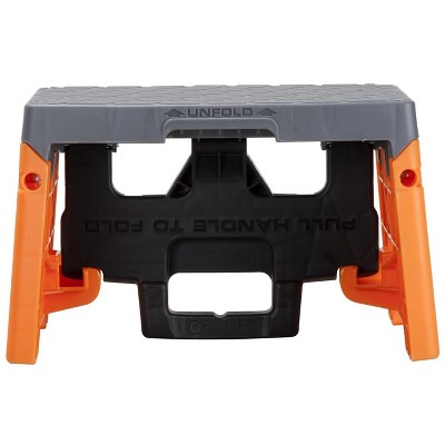 Cosco 1-step Plastic Folding Step Stool (black, Orange, And Grey) : Target