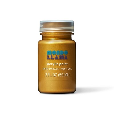 2 Fl Oz Metallic Acrylic Paint Gold Mondo Llama Water based Non toxic Multi surface Craft Paint Ages 13 Target