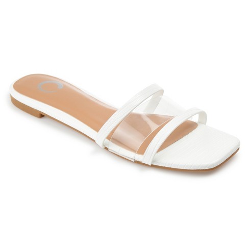 Journee Collection Womens Ramira Slide Flat Sandals White 9.5 : Target