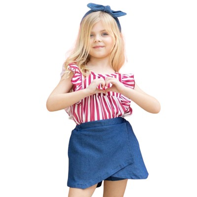 My Heart Flutters Striped Top And Skort Set Mia Belle Girls : Target