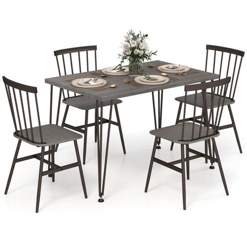 Tangkula 5pcs Dining Table Set For 4 Rectangular Kitchen Table & 4 ...