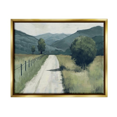 Stupell Industries Farmland Fields Green Blue Landscape Painting Gold ...