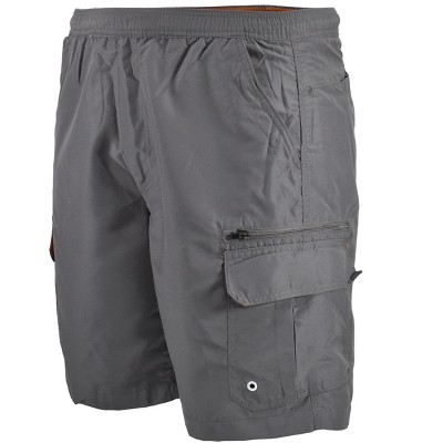 Falcon Bay Men's Rick's Cafe Cargo Pocket Solid Swim Trunk | Dark Stone ...