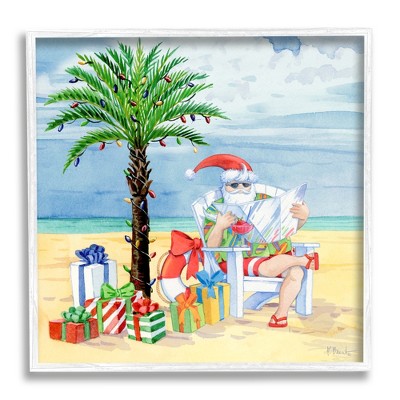 Stupell Industries Santa Claus On Beach, 12'' X 12'', White : Target